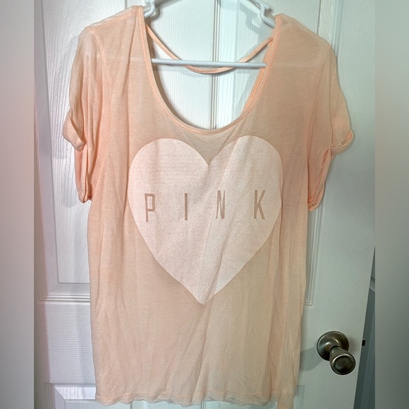 PINK Victoria's Secret | Tops | Pink Victoria Secret Peach Sheer Tshirt ...